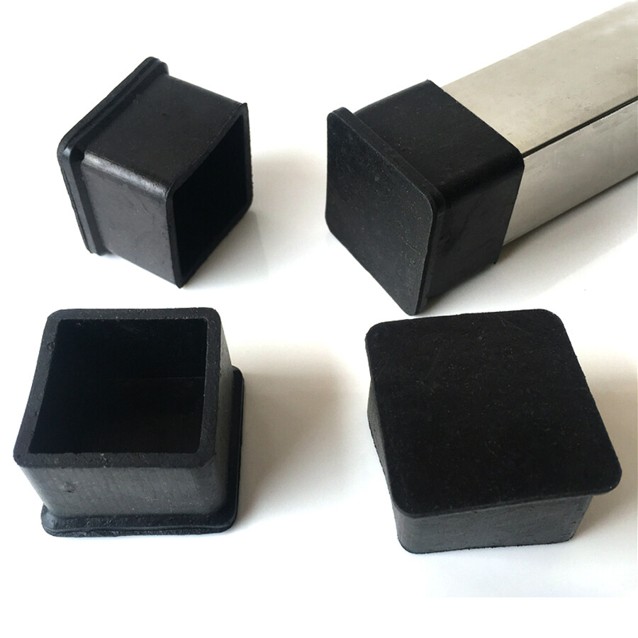 Square Rubber Chair Table Feet Tube Pipe Stick End Cover Caps 20 25 30 ...