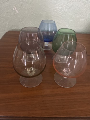 Vintage Small Stub Stem Brandy Snifter Cordial Glasses - Multi Color ...