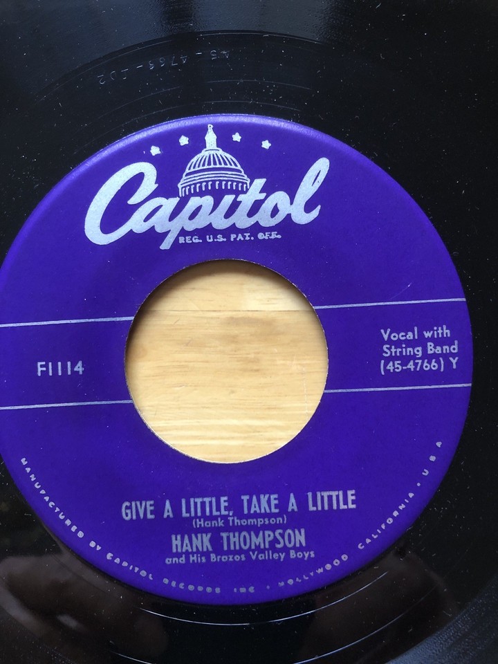 45 RPM, Hank Thompson, Soft Lips, Give A Little, Take A Little | eBay