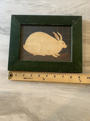 WARREN KIMBLE RABBIT WITH CARROT - FRAMED FOLK ART - | eBay