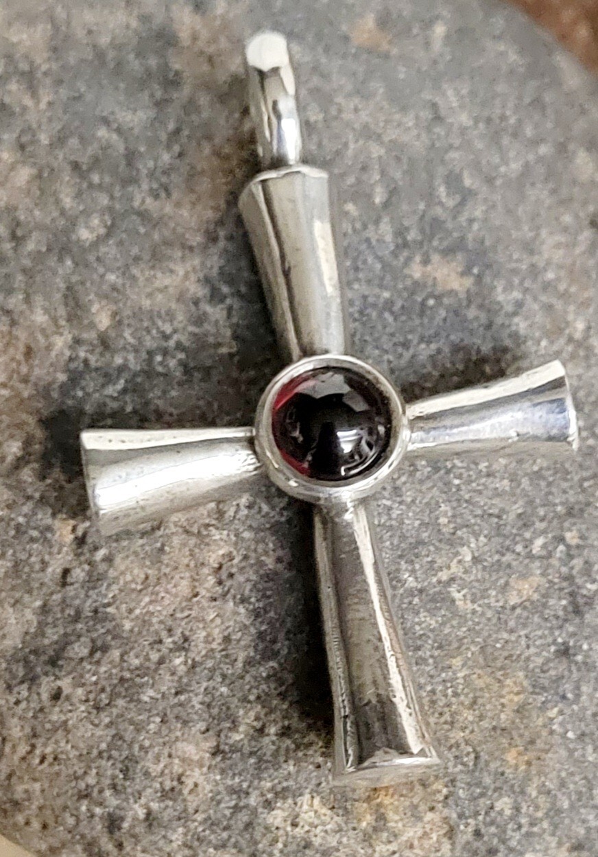 Rare LARGE James Avery Garnet Cabochon Cross Pendant … - Gem