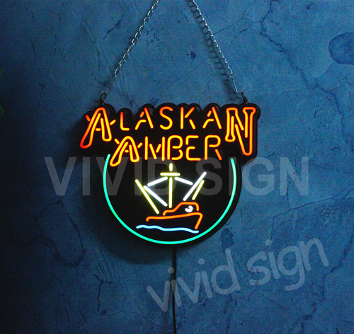 10" Vivid LED Alaskan Amber Fishing Boat Beer Neon Sign Light Lamp Wall ...
