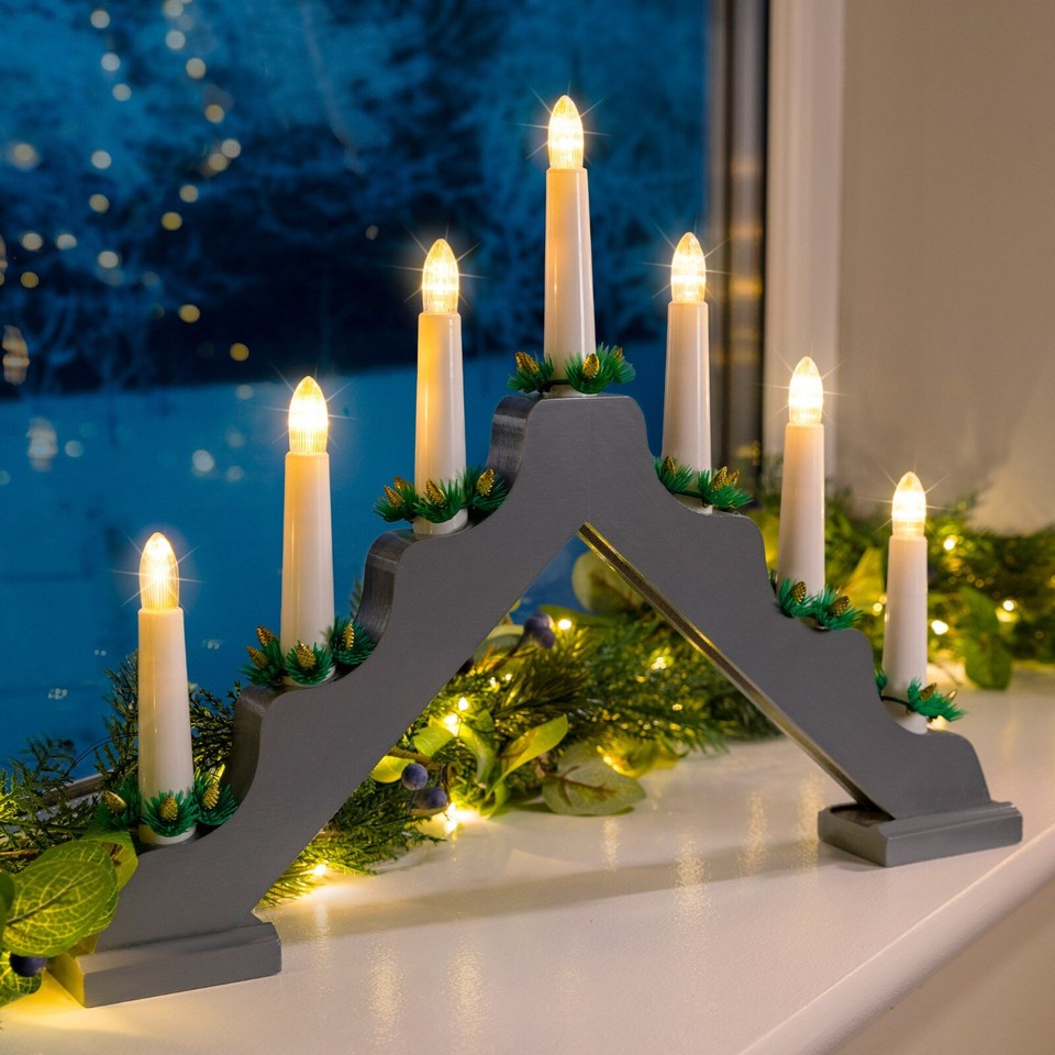 Christmas Candle Bridge Arch Wooden LED Pre Lit Xmas Window Home ...