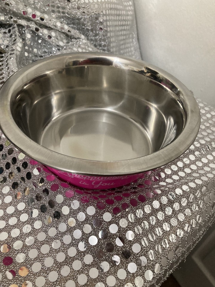 Pink Dog Cat Food / Water Bowl Dish Metal feeding dish pets | eBay