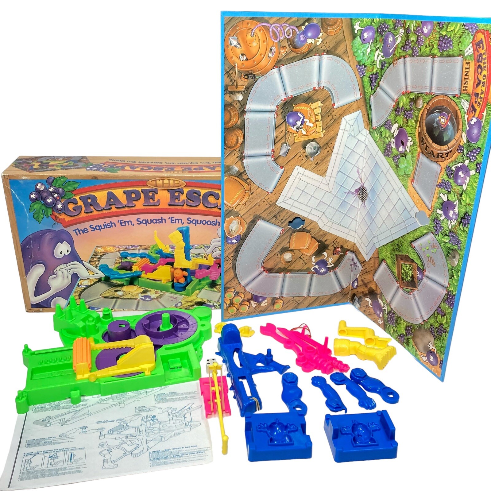 Vintage 1992 Grape Escape Board Game Parker Bros. Missing Orig Die ...