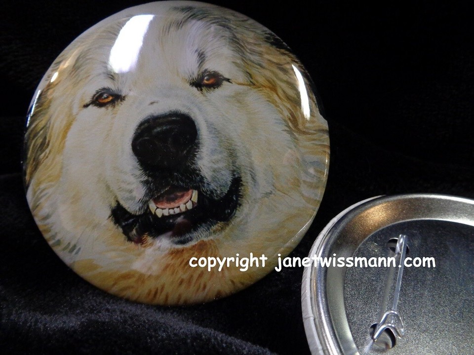 20 LARGE BUTTON PINS MAGNETS Great Pyrenees Dog Club Show Trophy Prize ...