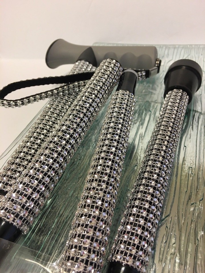 Silver Rhinestone Folding Walking Cane Glam and luxury sparkling ...