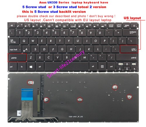 5 stud New US Backlit Keyboard for Asus ZenBook UX330 UX330CA UX330U ...