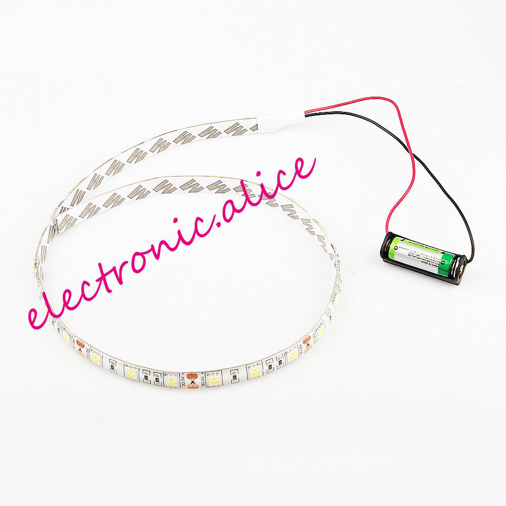 12V Battery Powered LED Strip 5050 SMD 50cm White Waterproof Flexible ...