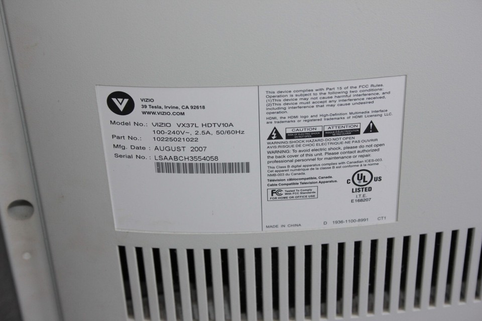 Vizio VX37L 37" flat panel LCD HDTV TV | eBay