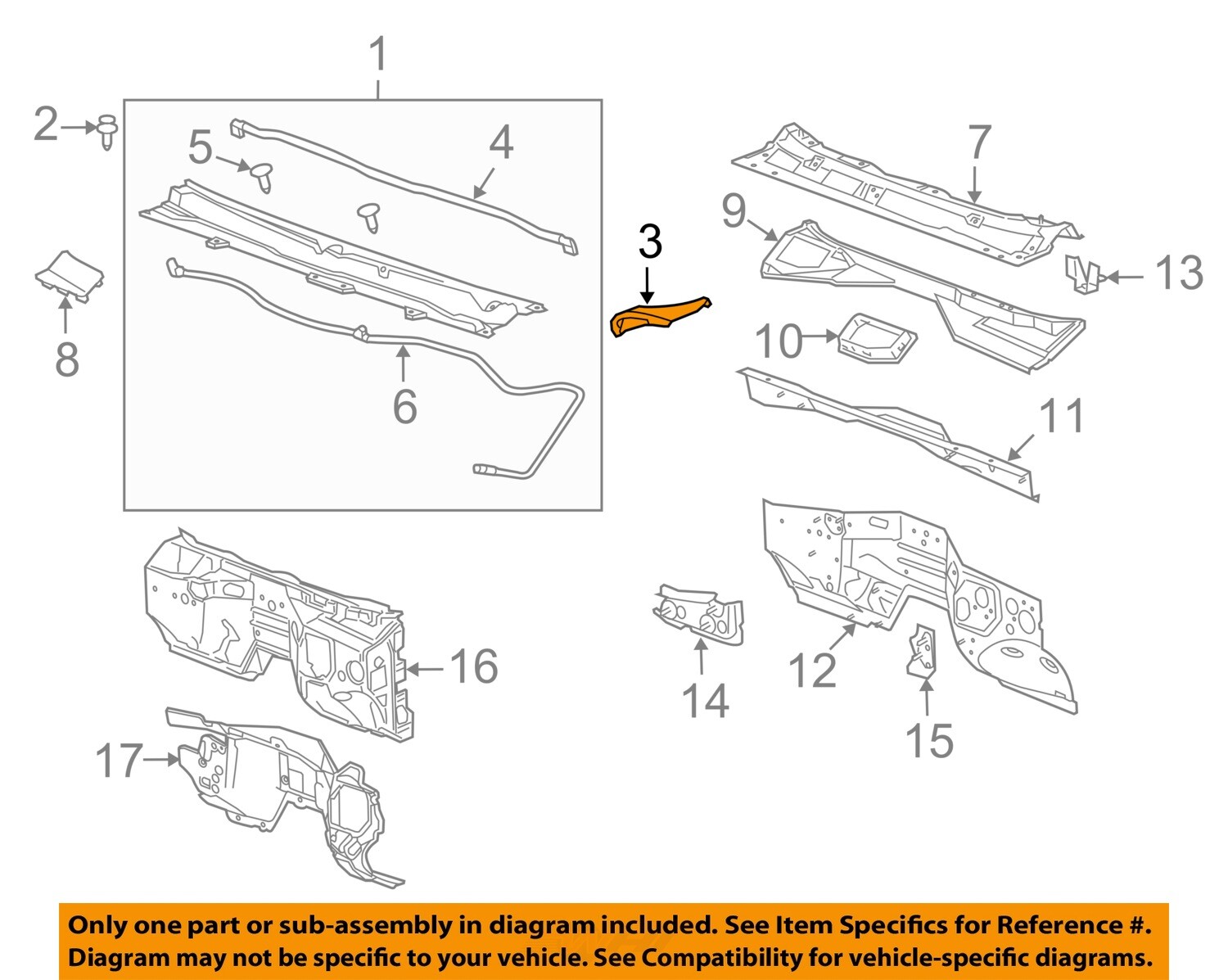 2015-2019 SILVERADO SIERRA DRIVERS SIDE WINDSHIELD COWL VENT COVER NEW ...