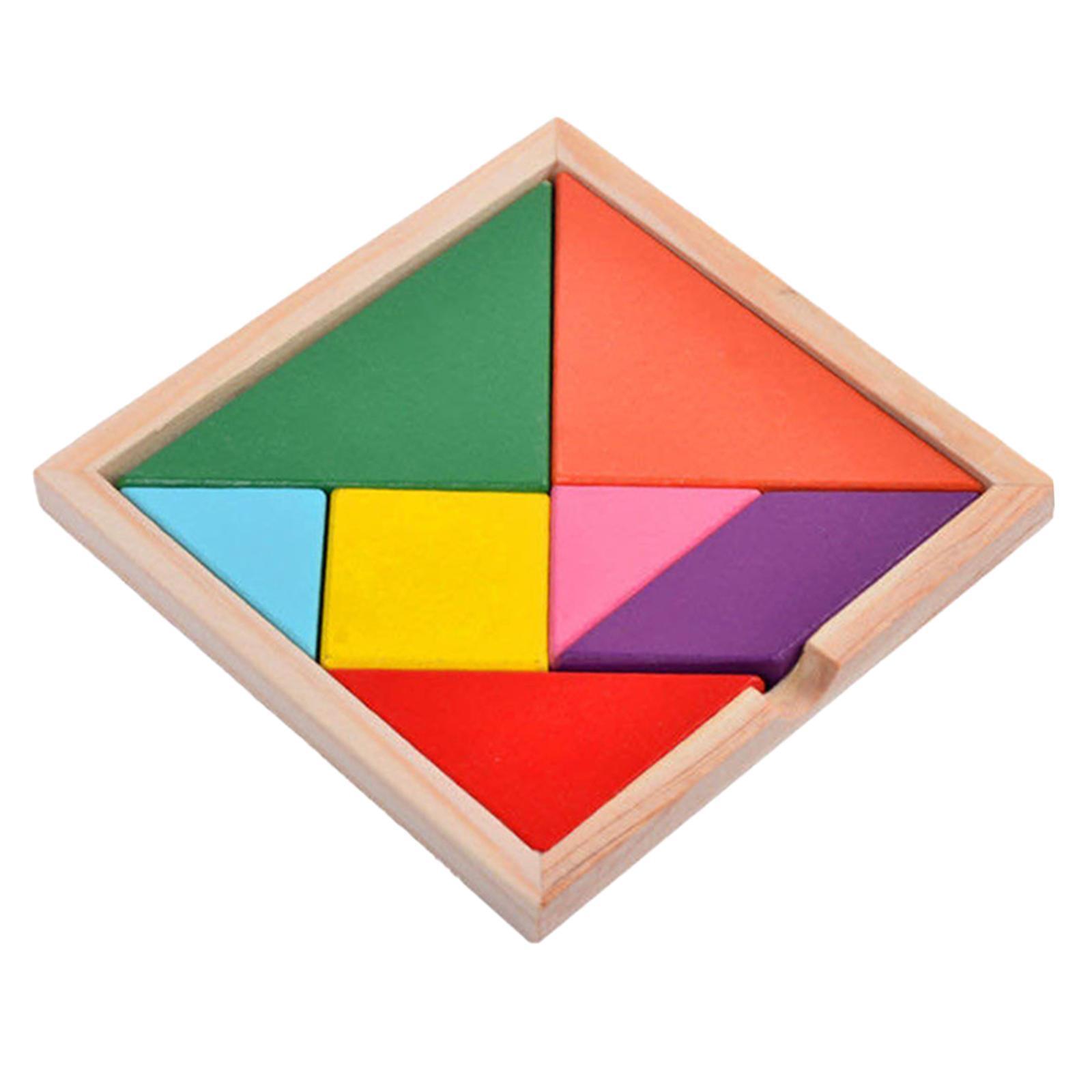 Wooden Tangrams Puzzles Shape Pattern Block Stem Montessori Wood Toy ...
