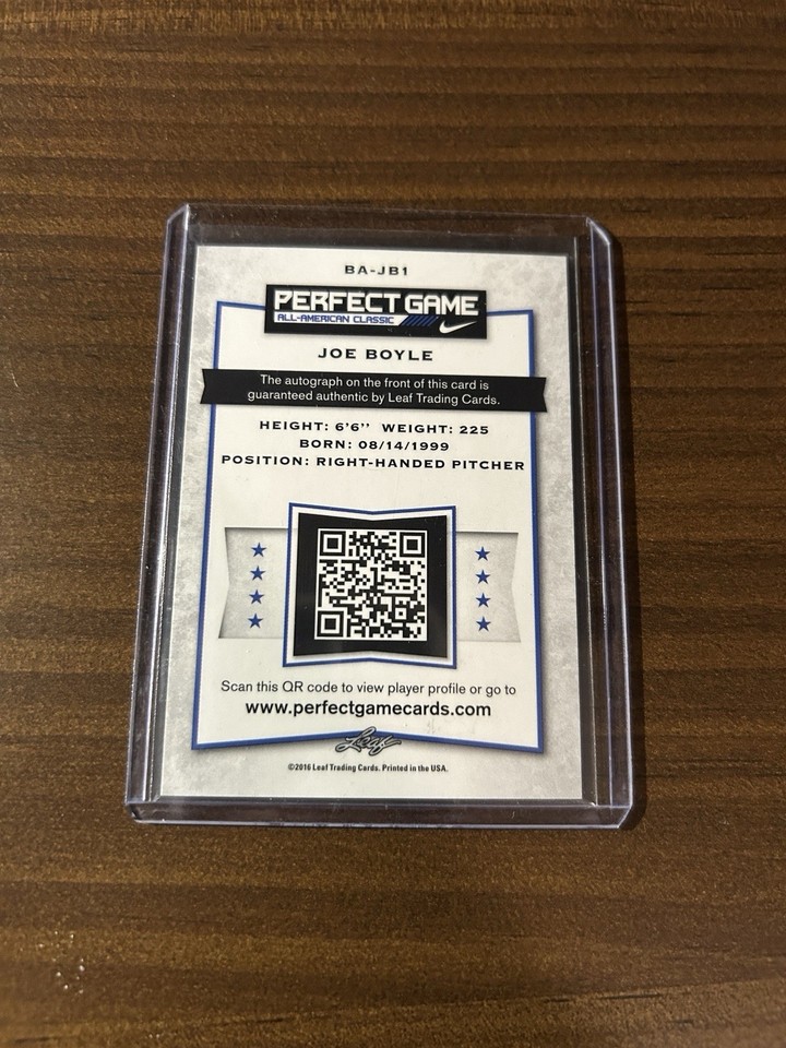 2016 Leaf Joe Boyle Perfect Game Leaf Autographed Signed Card Rays | eBay