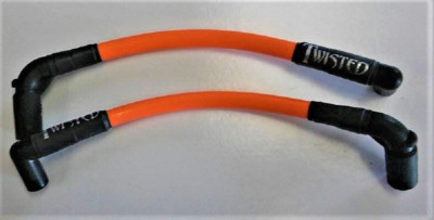 TWISTED 12mm ORANGE SPARK PLUG WIRES HARLEY SOFTAIL DYNA SPORTSTER FXR ...