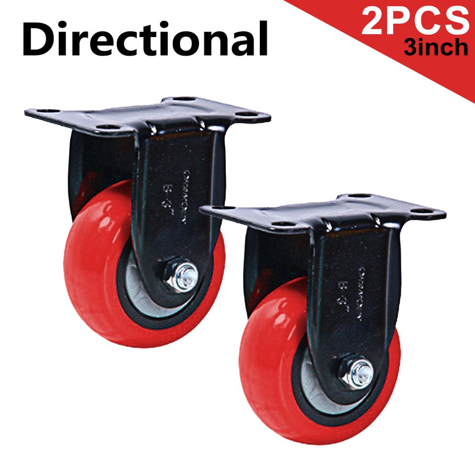 2/4 Pcs Heavy Duty Caster Wheels 3" 4" 5" Fixed Direction Polyurethane ...