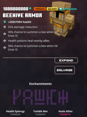 Minecraft Dungeons - Beehive Armor Unique Gilded (Xbox)(PS4)(Switch)(PC ...