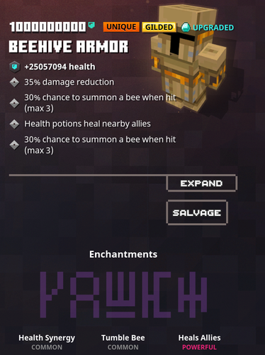 Minecraft Dungeons - Beehive Armor Unique Gilded (Xbox)(PS4)(Switch)(PC ...