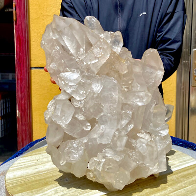 25.7LB Large Natural Clear White Quartz Crystal Cluster Energy Healing ...