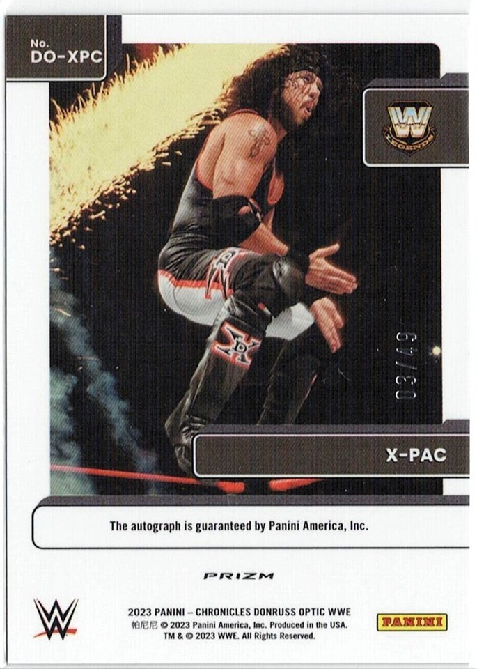 2023 PANINI CHRONICLES WWE X-PAC DONRUSS OPTIC SIGNATURES BLUE ...