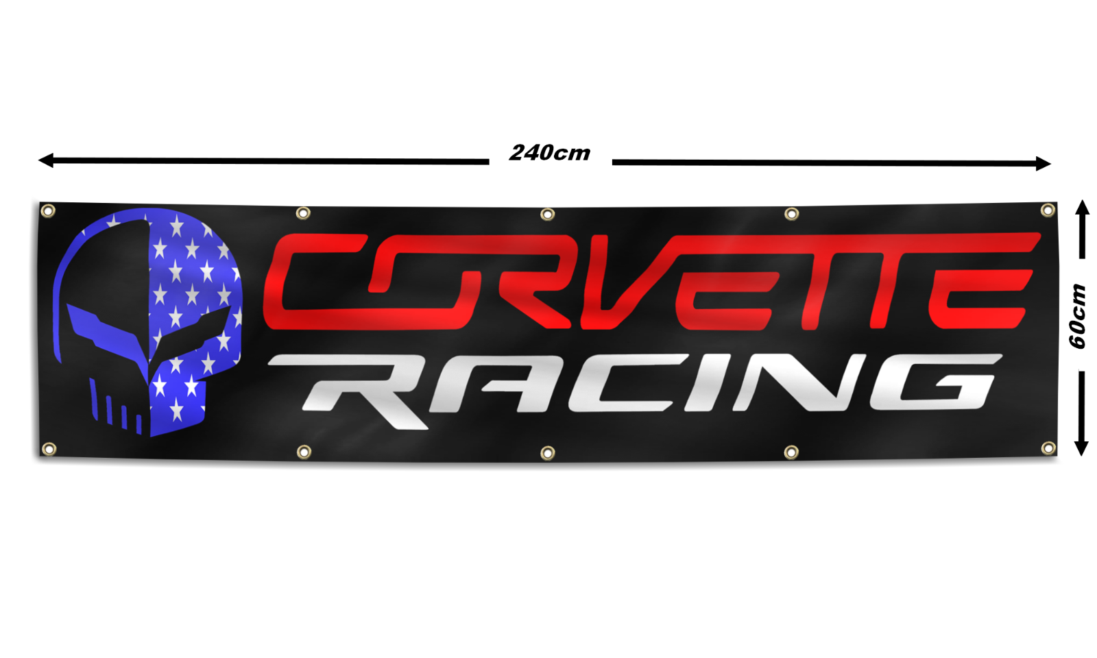 Corvette Racing Flag Banner 2x8 Ft Skull Logo Chevrolet Racing C6 C8 ...