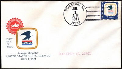 US - 1971 - 8 Cents USPS Inauguration Cacheted FDC w Bealeton VA Cancel ...