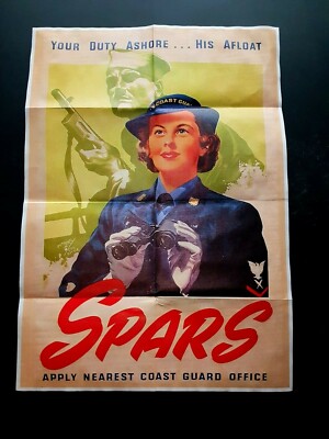 1943 WW2 USA WOMEN LADY COAST GUARDS SPARS WAR BINOCULAR PROPAGANDA ...
