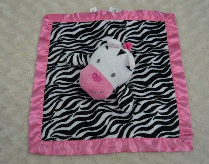 Garanimals Zebra Lovey Security Blanket Black White Pink Silky Satin ...