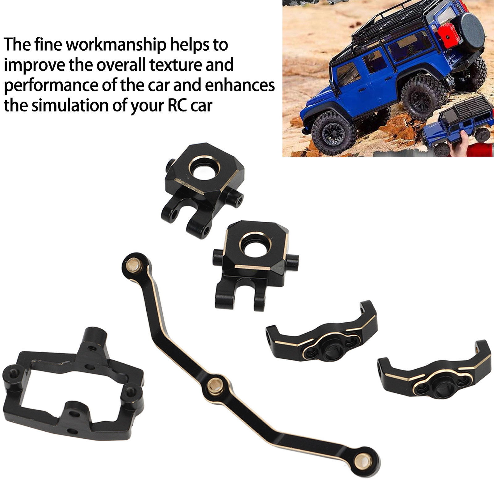 RC Steering Cup Kit Black Gold Brass Durable RC Steering Knuckle For ...