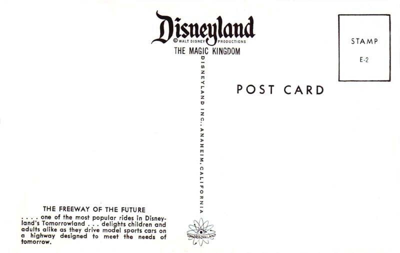 Disneyland World Freeway of the Future Vintage Postcard REPRODUCTION ...