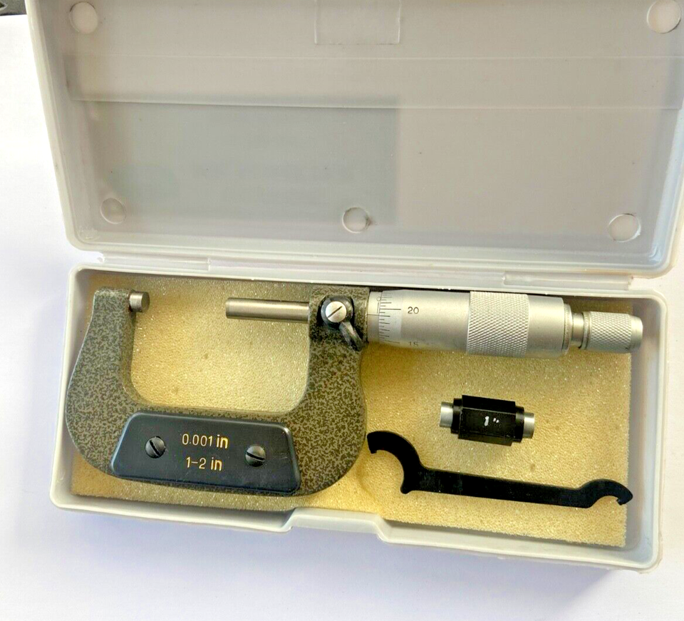 Outside Micrometer 1 to 2 inch X 0.0001" Solid Metal Frame carbide tip ...