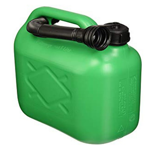 5L PLASTIC JERRY CAN GREEN FUEL PETROL DIESEL CANS AND SPOUT LITRE ...