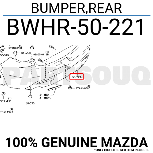 BWHR50221 Genuine Mazda BUMPER,REAR BWHR-50-221 | eBay