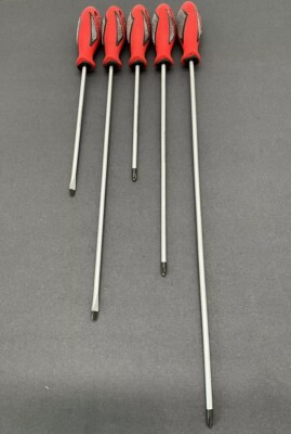 Matco Tools Screwdriver Set Long Phillips & Flat Tip Torque XL 5pc Red ...
