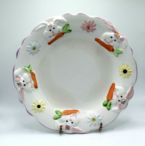 Easter Ceramic Decorative Plate Bunnies with Carrots Scalloped Edge | eBay