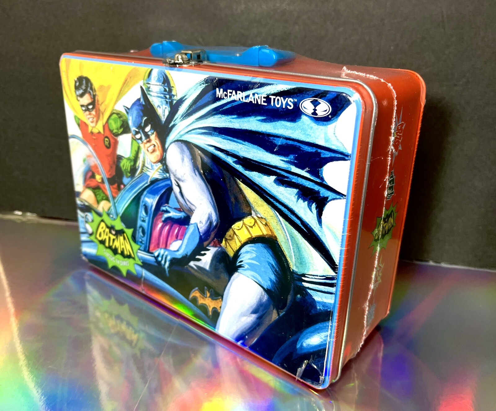 2022 Mcfarlane Batman Retro 1966 TV Series Tin Lunchbox w/ 4 Action ...