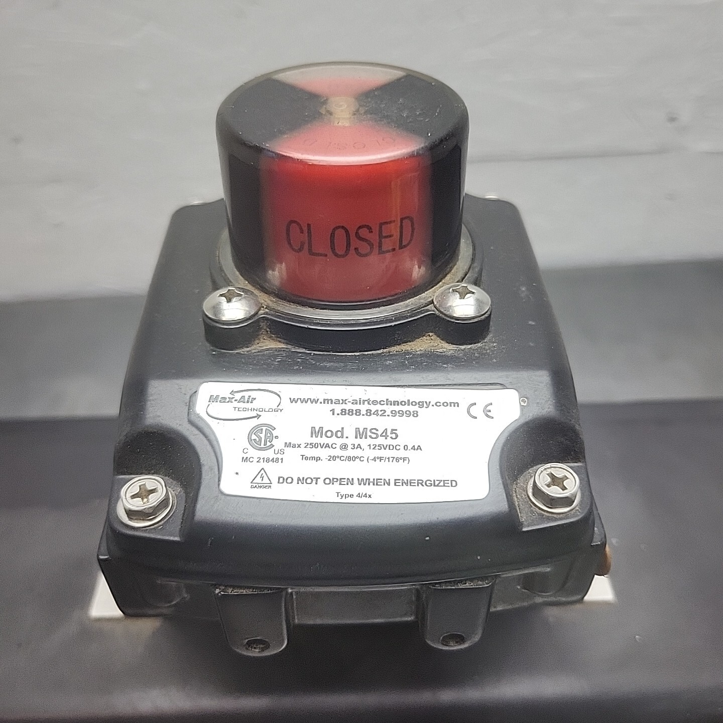 Max-Air MS45 Limit Switch 250 Vac SV61-24V Dc Delval Flow Control ...