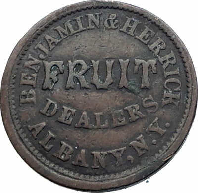 1863 US CIVIL WAR BENJAMIN Jewish ? Store Card One Cent Token Penny ...