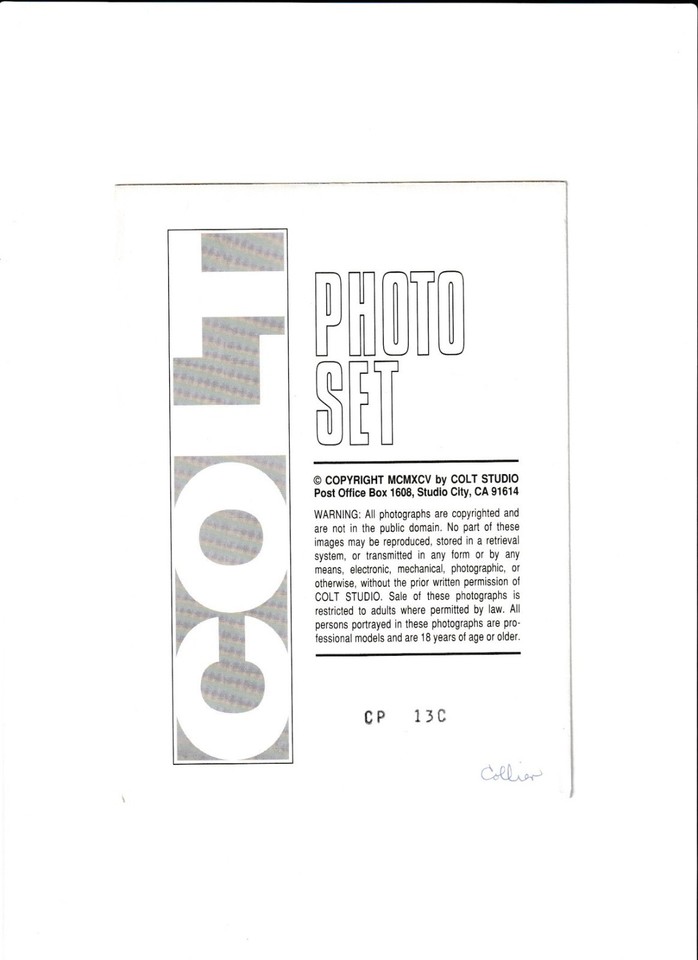 ORIGINAL 5 X 7 PHOTO OF COLT STUDIO MODEL DANNY COLLIER - BEEFCAKE/MALE ...