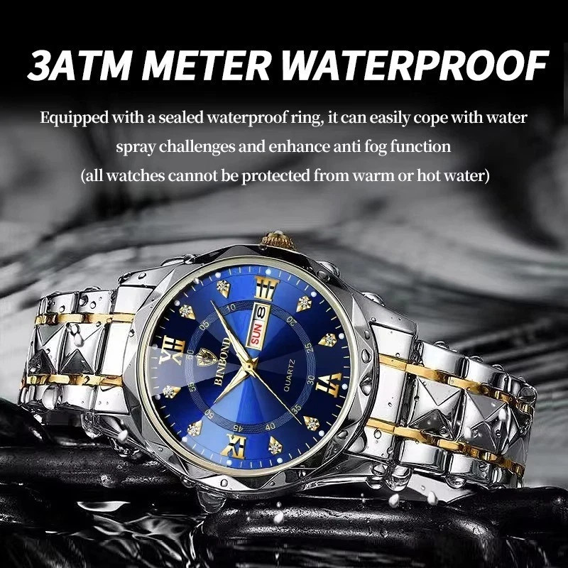 Waterproof Men Watch Stainless Steel Quartz Luminous Classic Business ...
