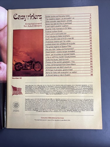 Easyriders Motorcycle Magazine April 1980 No 82 Outlaw Biker Bike ...