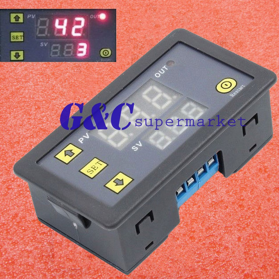 12V Timing Delay Relay Module Digital LED Dual Display 0-999 hours ...