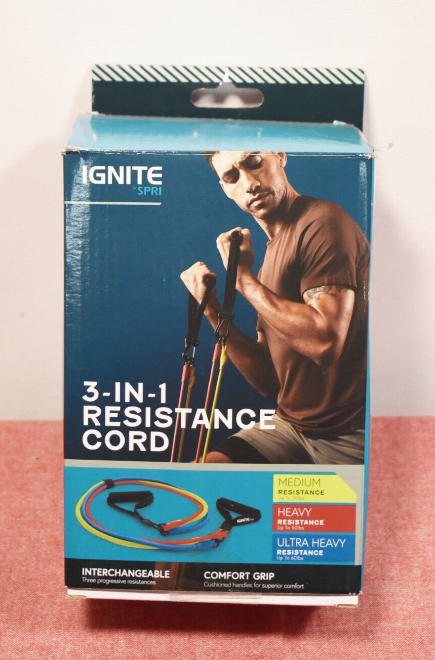 Ignite by SPRI Resistance 3 in 1 Band Kit Blue/Yellow/Pink | eBay