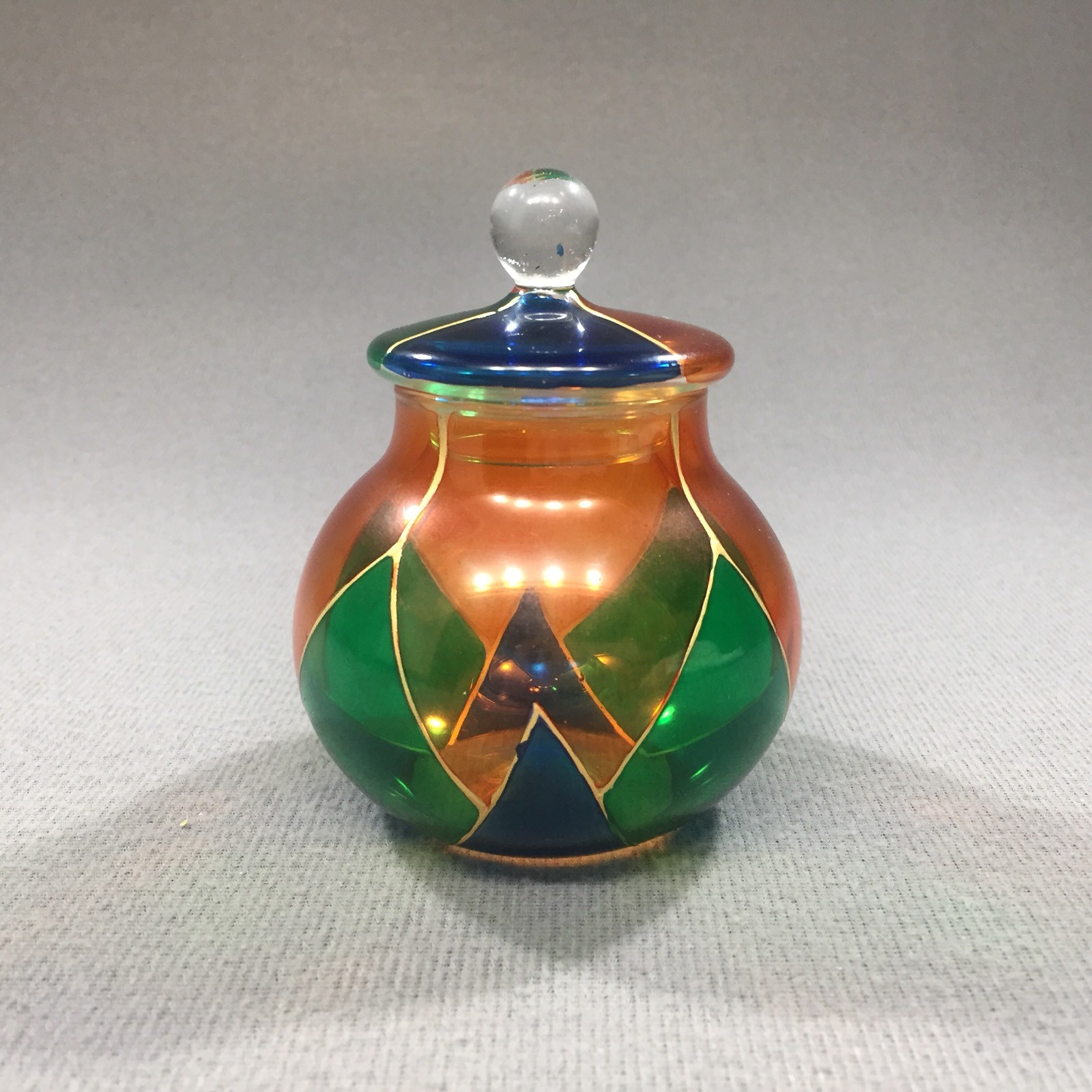 Soffieria Parise Hand Blown Italian Art Glass Covered Dish Jar w/ Lid 3 ...