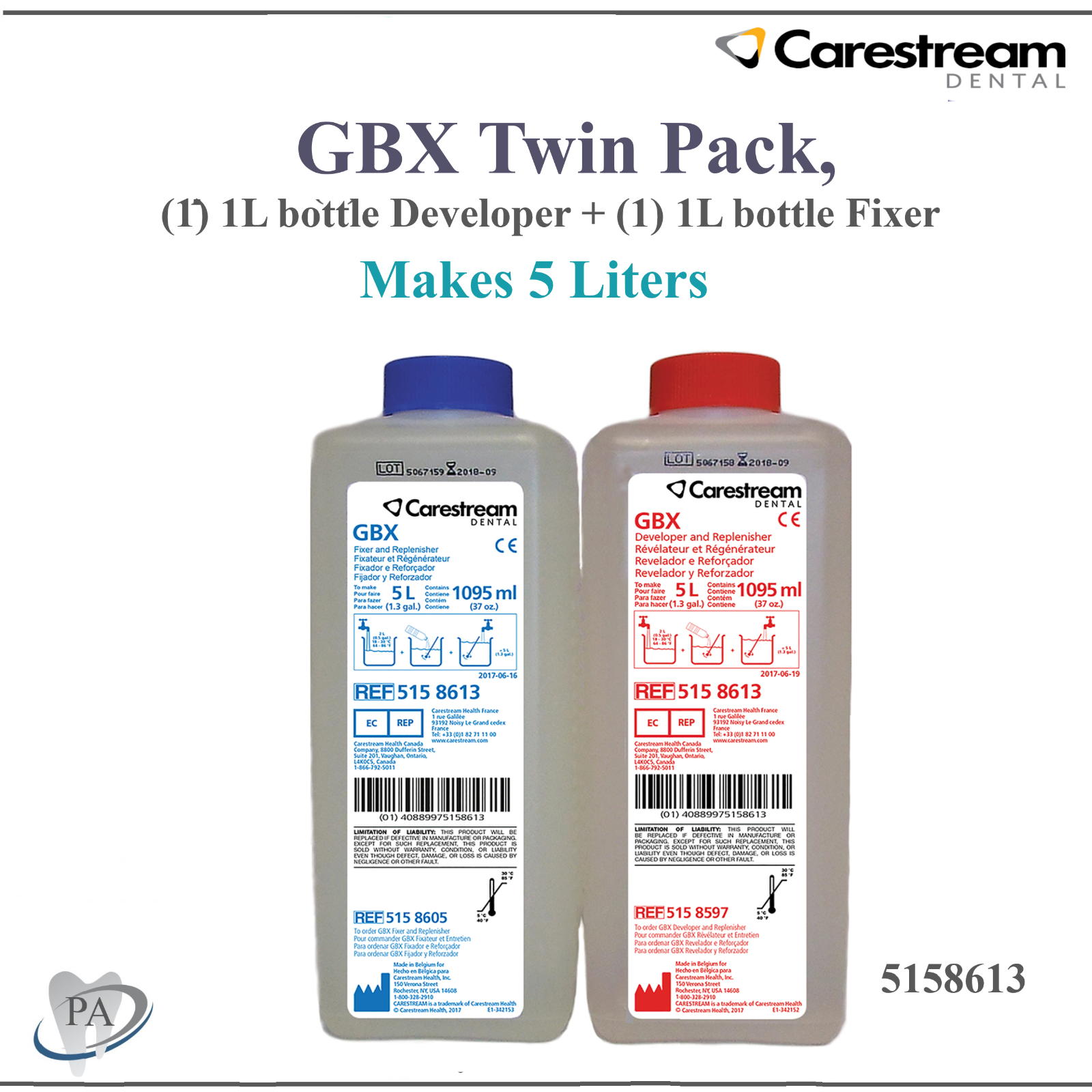 GBX Twin Pack, (1) 1L bottle Developer + (1) 1L bottle Fixer Twin ...
