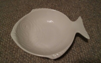 White Ceramic Fish Bowl Dish White Aqutic Decor California 558 | eBay