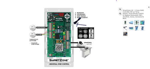 SmartZone-2X : 2 Zone HVAC Controller KIT w/Temp Sensor; Dual climate ...