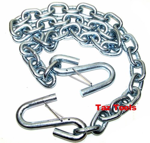 1/4" x 48" Hitch Trailer Safety Chain with 2 S-Hooks Safety Latches ...