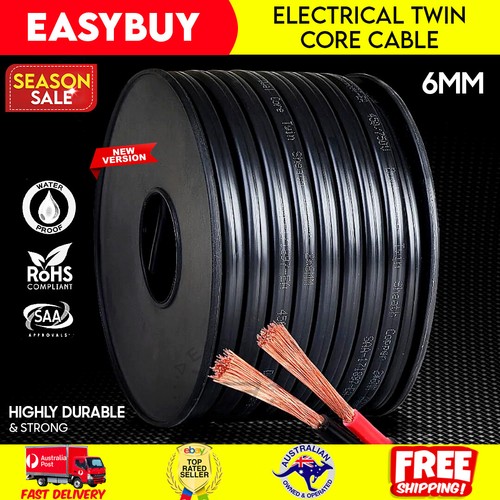 2 CORE 6MM TWIN WIRE CABLE x 30M METRE BATTERY CARAVAN TRAILER 4X4 12V ...