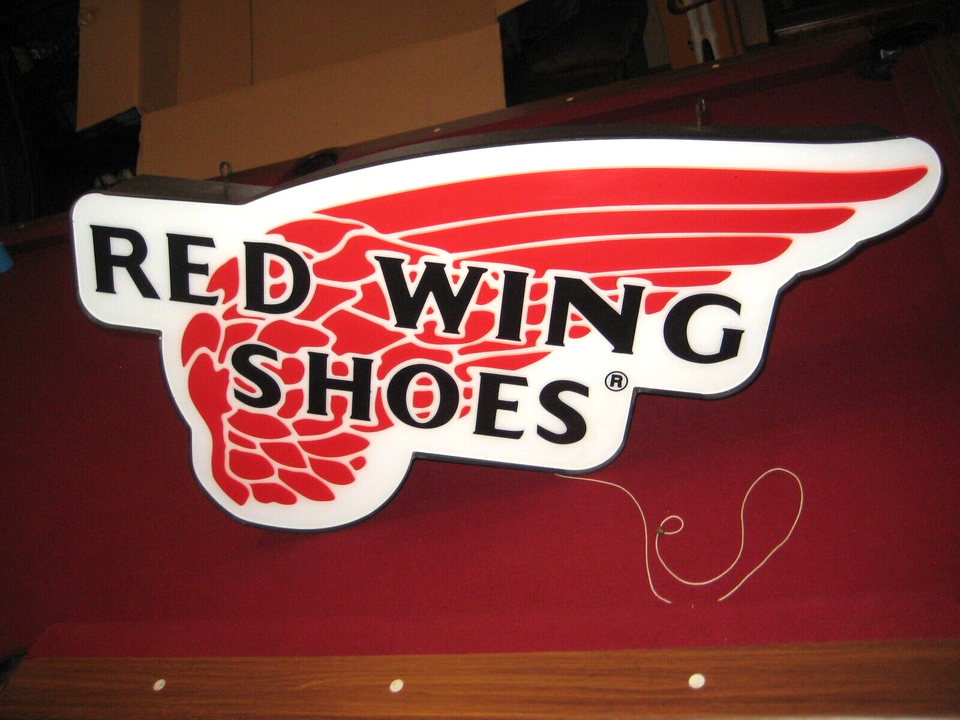VINTAGE RED WING SHOES BOOTS LARGE ADVERTISING LIGHTED SHOE STORE SIGN ...