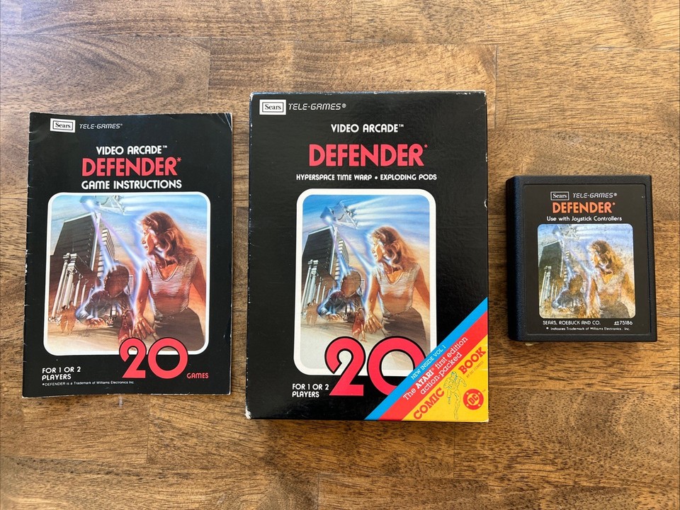 Defender (Atari 2600) Sears Tele-Games - W/ BOX AND MANUAL - EXCELLENT ...